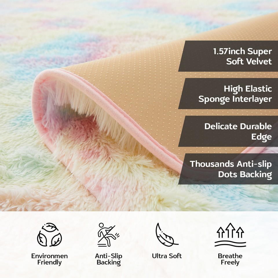 Extra Long Non Slip Shaggy Bath Mat Bathroom Rugs Super Soft Washable ...