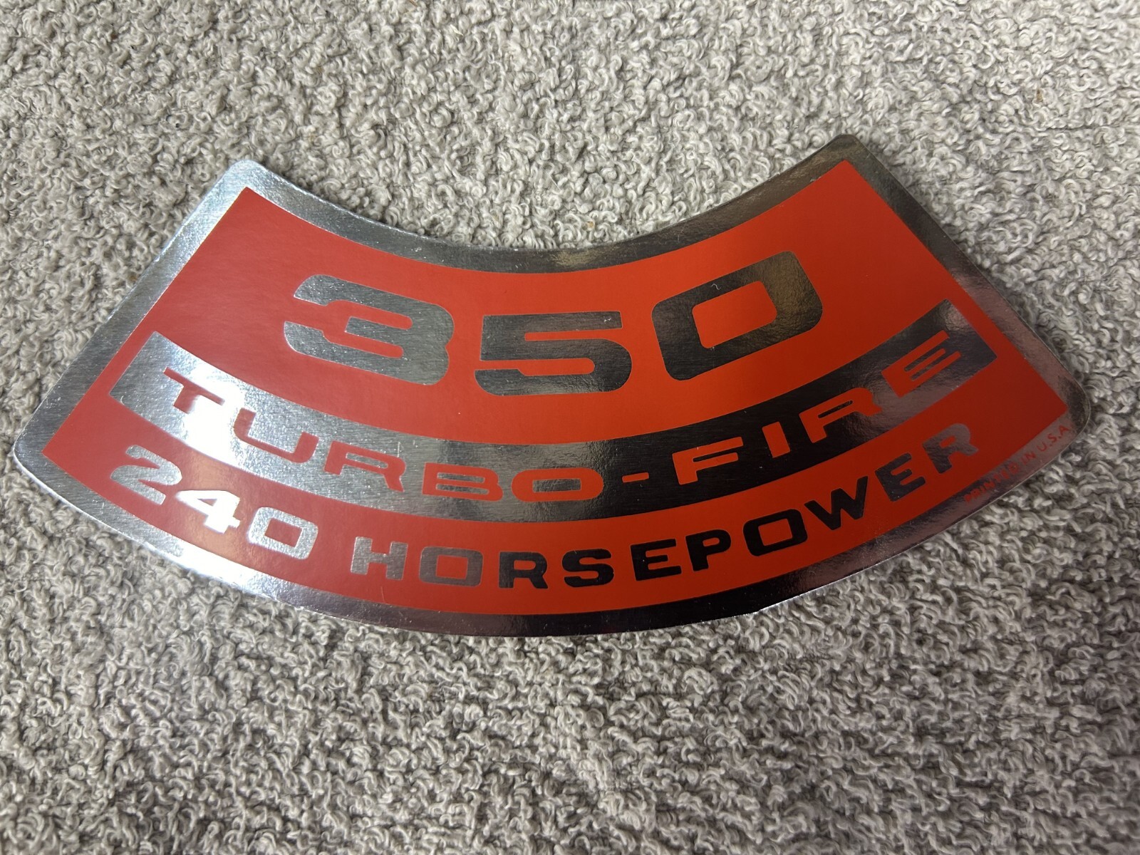 CHEVROLET 350 TURBO-FIRE TURBO FIRE 240 HORSEPOWER AIR CLEANER DECAL ...