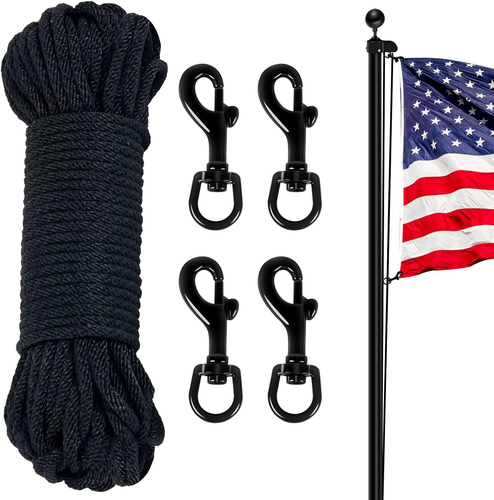 Flag Pole Rope Line Kit-50Ft X 1/4 Diameter Nylon Flag Pole Halyard ...