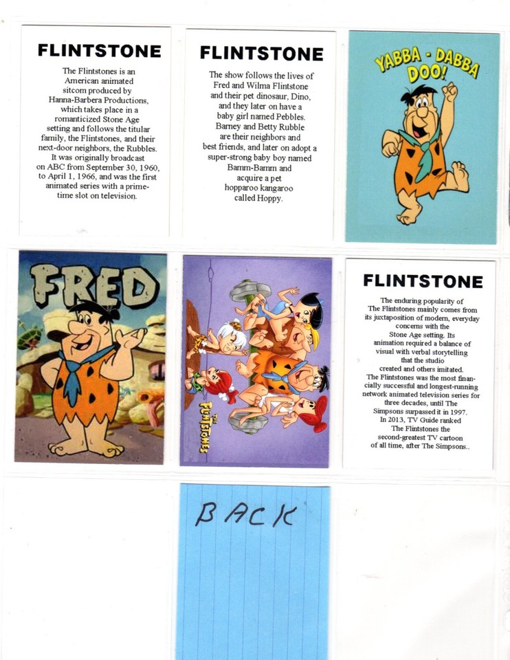 THE FLINTSTONES CUSTOM TRADING CARD 6 CARDS SET | eBay