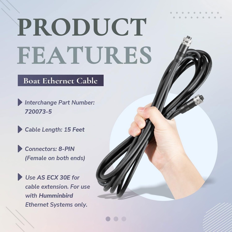 720073-5 15ft Ethernet Cable AS EC 15E Ethernet Cord for Humminbird ...