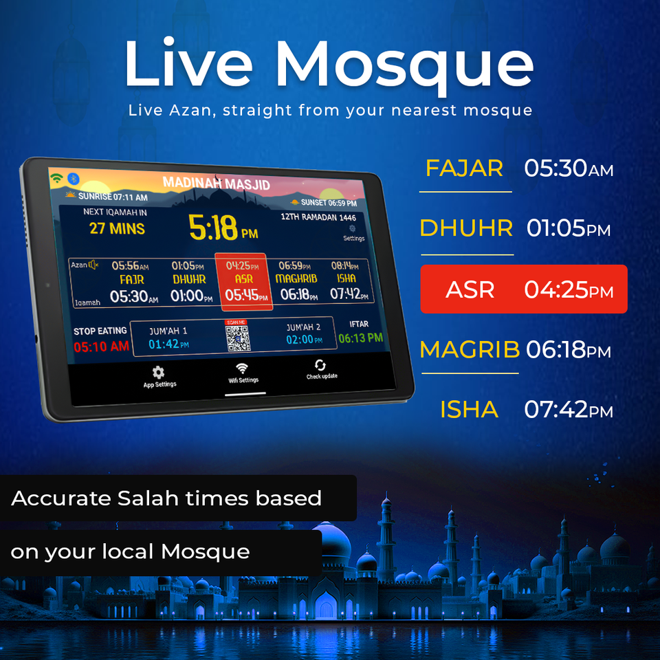 Azan Clock for Home - Islamic Prayer Clock with GPS Auto Prayer Times ...