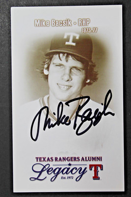 Mike Bacsik Autographed 1975-77 Texas Rangers 3x5 Promo Photo Alumni ...