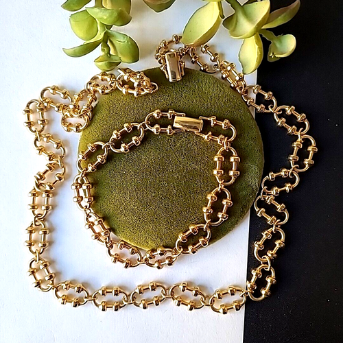 Vintage Avon Oval Links Chain Bracelet 7" Necklace 18"L Set | eBay