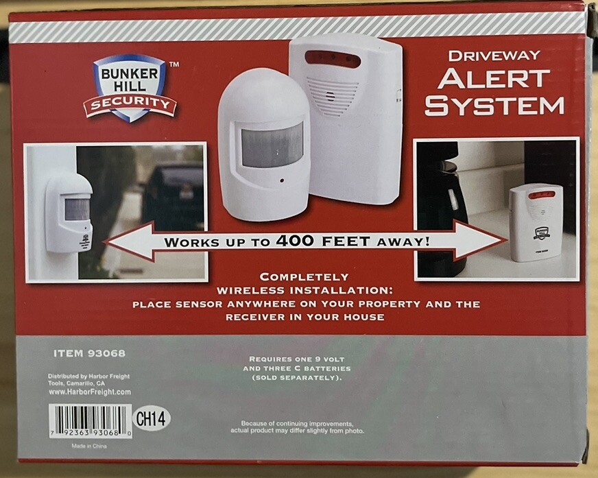 Bunker Hill Wireless Security Alert System 93068 400ft Range 433 MHz ...