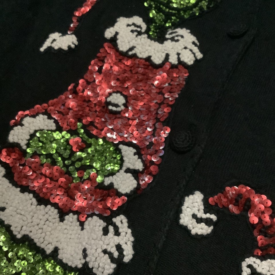 Michael Simon Dr Seuss Grinch Holiday Sweater Cardigan Size M Christmas ...
