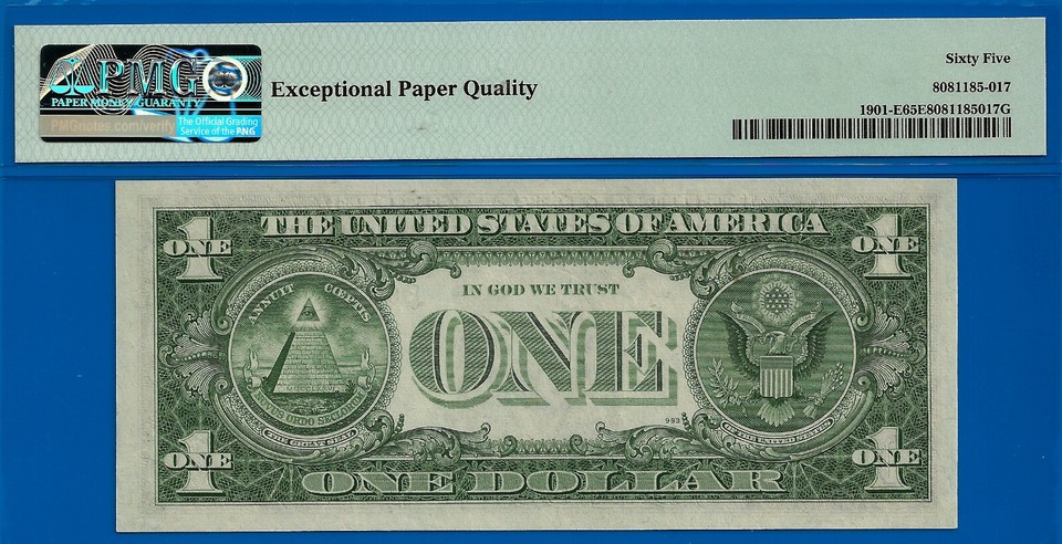 1963 $1 Federal Reserve Note PMG 65EPQ Birthday/Anniversary Fancy low ...