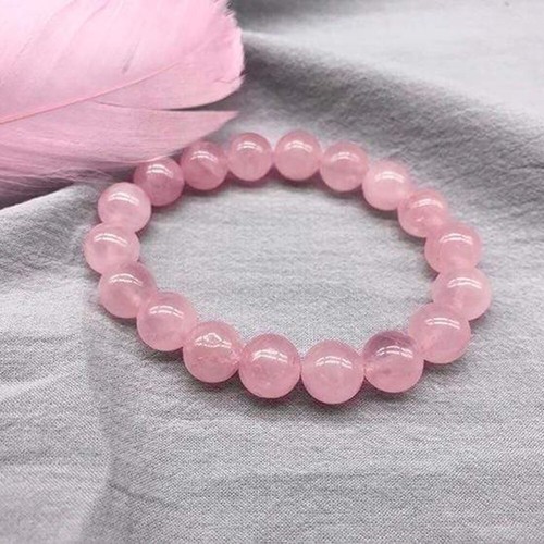 Natural Rose Quartz Stone Beaded Bracelet 8mm Pink Crystal Stretch ...