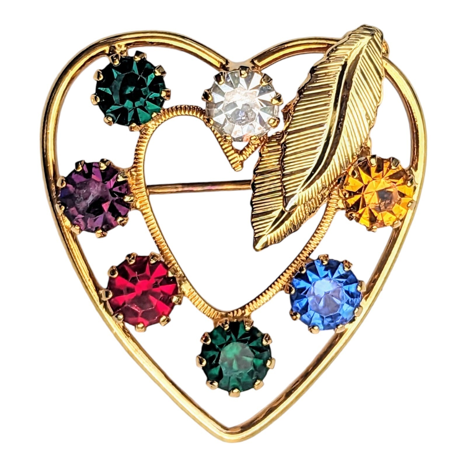Vtg Colorful Rhinestones HEART Jewel 1st Initial Spell "DEAREST ...