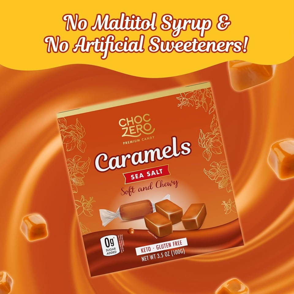 ChocZero Sugar Free Caramels Keto Candy All Natural, Low Carb Snack 3 ...