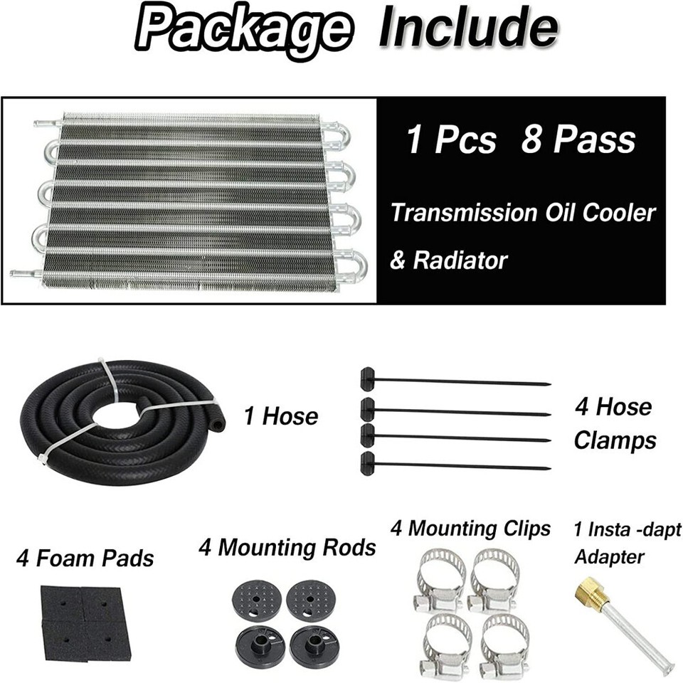 8 Rows Universal Aluminum Remote Transmission Oil Cooler Radiator ...