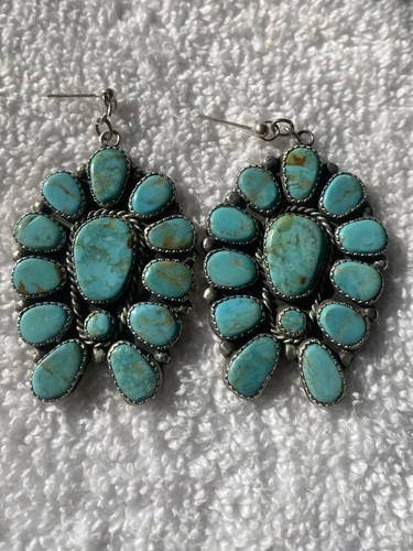 Beautiful Turquoise Earrings Marked BA 17.9g 13 Stones On Each Earring ...