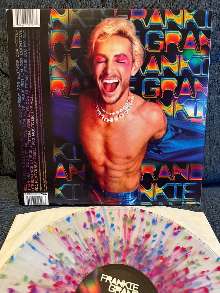 SIGNED! Frankie Grande Hotel Rock Bottom UO Rainbow Splatter on Clear ...