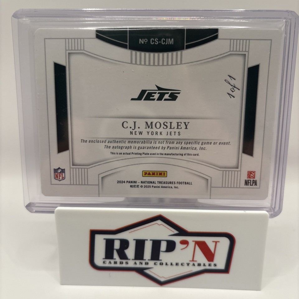 2024 Panini National Treasures C.J. Mosley Colossal Signature 1/1 ...