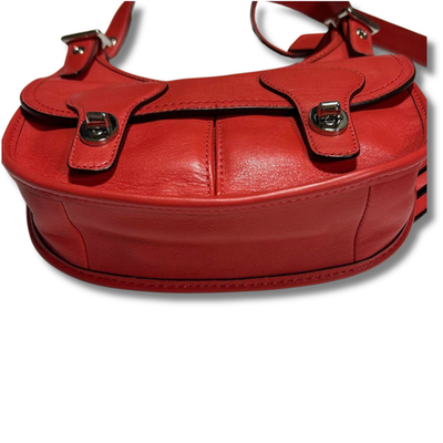 Coach Legacy Amanda Flap Shoulder Bag Coral Red Leather 19925