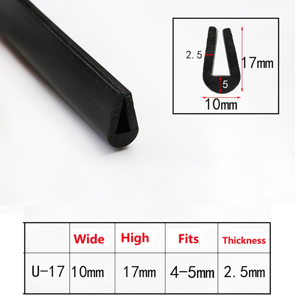 0.5mm-60mm Rubber U Shape Guard Edging Trim Seal Strip Door Table Edge ...