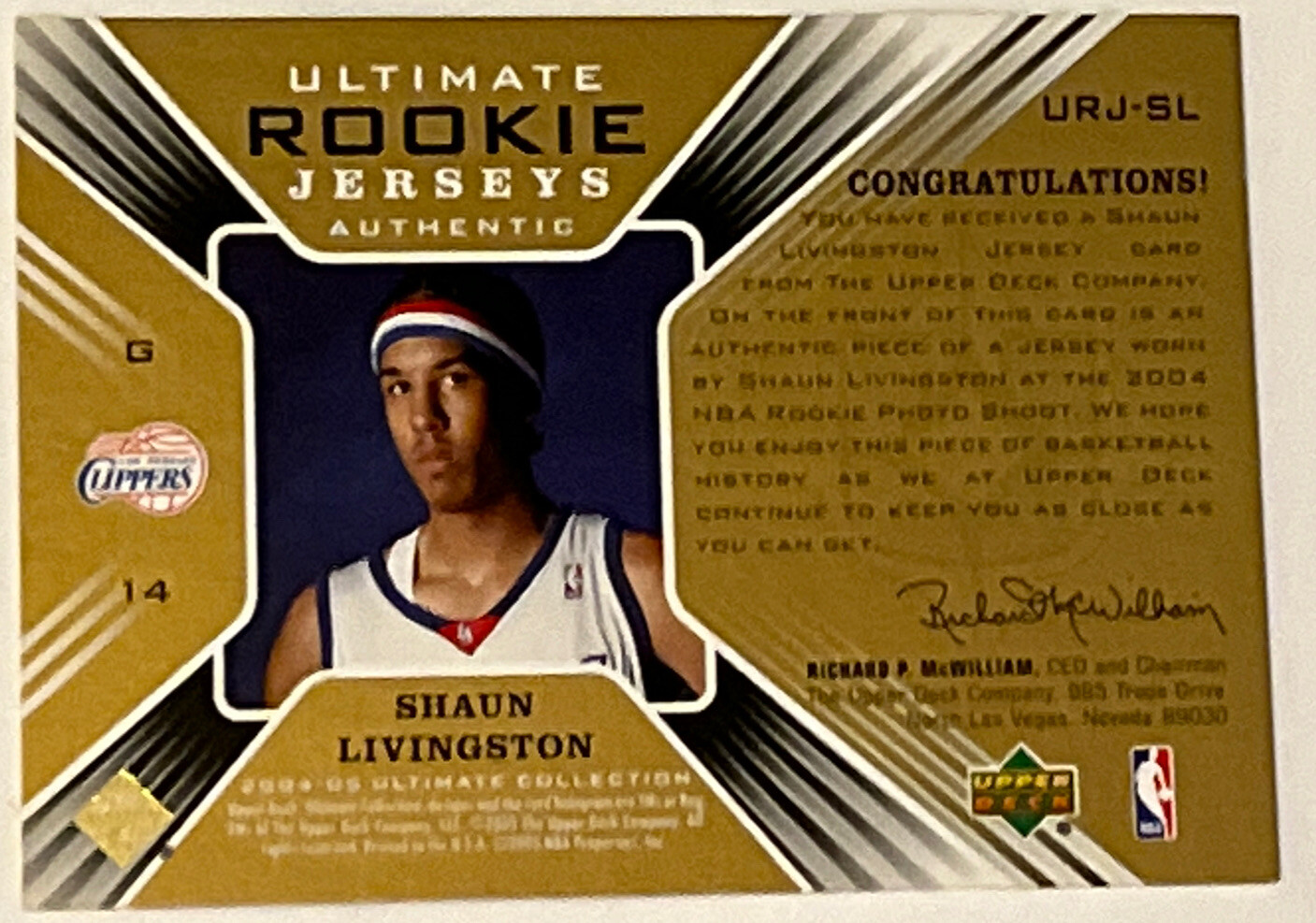 2004-05 Ultimate Collection Jerseys /275 Shaun Livingston #URJ-SL ...