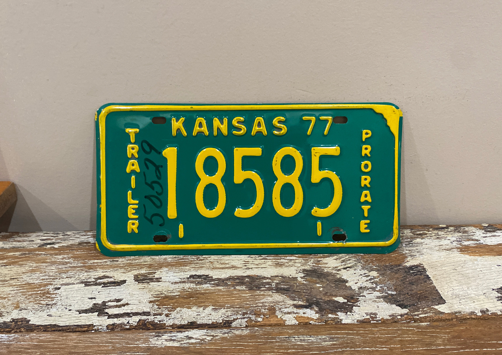 Rare Vintage 1977 Kansas Trailer Prorate license Plate 18585 Green ...