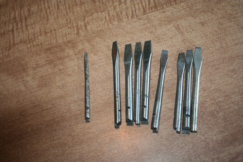 Lot Of 9 "Yankee" Push Tool Bits 8 Slotted 1 Phillips 3011 3111 3112 ...