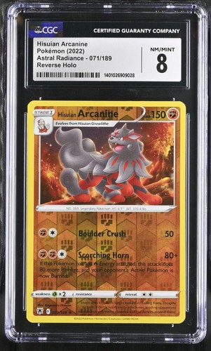 Hisuian Arcanine 071/189 CGC 8 Rare Reverse Holo Pokemon 2022 Astral ...