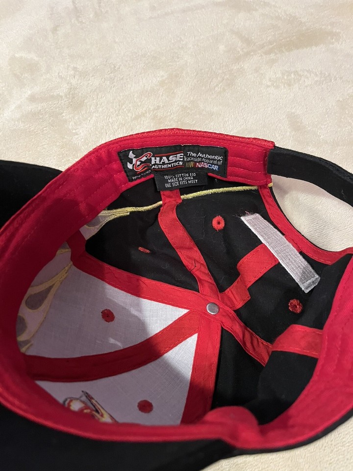 Nascar Hat Cap Strap Black Red Greg Biffle Racing 3M Flames Chase Mens ...