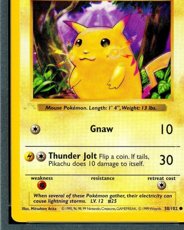 1999 Pokemon PIKACHU Base Set Shadowless GHOST STAMP ERROR Card PSA 10 ...