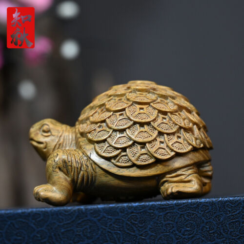 Green Sandalwood Carving Golden Turtle Tea Pet Solid Wood Handlebar ...