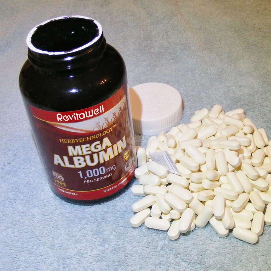 RevitaWell Albumin Protein 1000mg 180 Tablets, Life Balance Supplement ...
