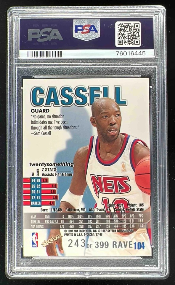 1997-98 Skybox Z-Force Rave #104 Sam Cassell /399 PSA 6 | eBay