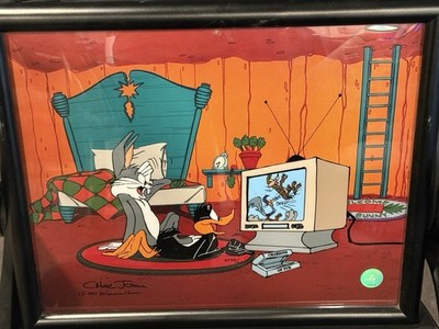 Chuck Jones Animated Cel Bugs Bunny-Daffy Duck A/P 38/50 “Chariots Of ...