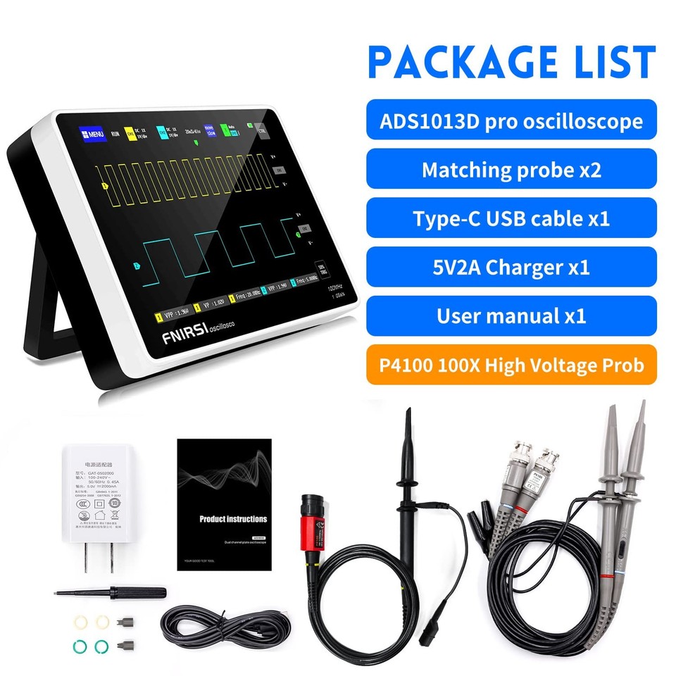1013D Plus Oscilloscope - Portable Handheld Tablet Oscilloscope with ...