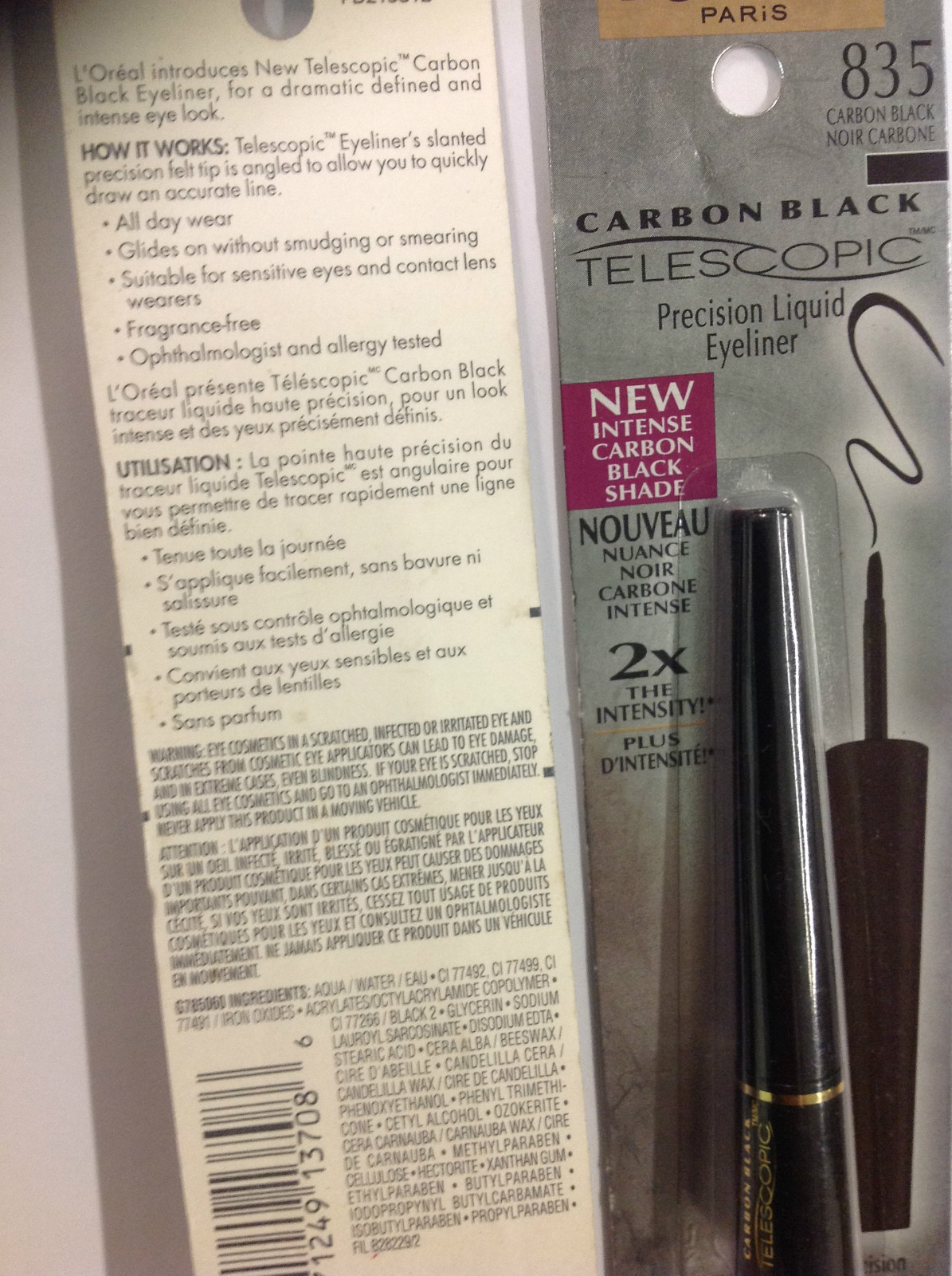 2 X Loreal Carbon Black Telescopic Precision Liquid Eyeliner Carbon