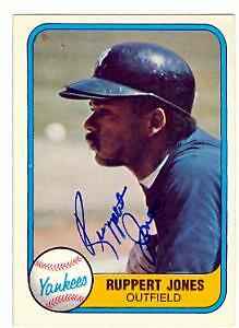Ruppert Jones autographed baseball card (New York Yankees) 1981 Fleer ...