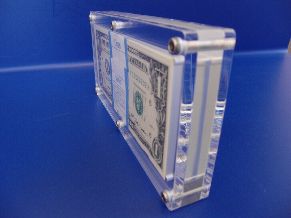 pack 100 Bank Note Acrylic Holder ONLY BEP Currency Display Case Frame ...
