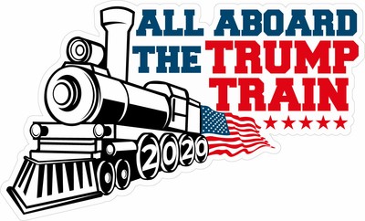 Trump 2020 All Aboard The Trump Train Laminated Vinyl Bumper Sticker ...