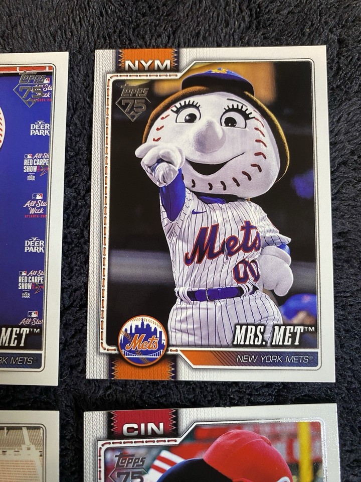 Topps 75 MLB Mascot Card Lot 4 2025 Mr. Met, Mrs. Met, Mr. Red, Rosie ...