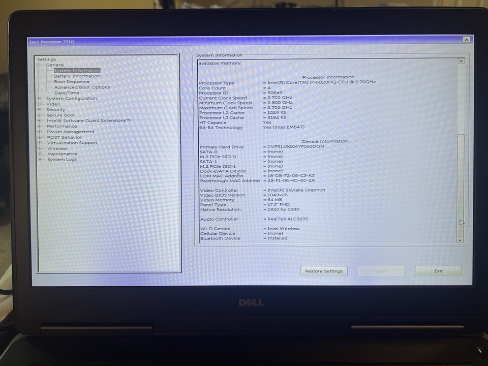 Dell M7710 i7-6820HQ 16GB Nvidia M3000M 160GB SSD - Win 7 + 10 | eBay