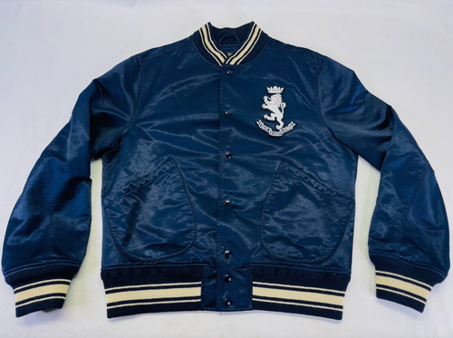 rugby ralph lauren satin varsity jacket M vintage bomber rugby patch ...