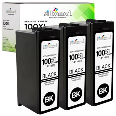3PK 100XL Black Ink Cartridges for Lexmark Interpret S402 S405 Platinum ...