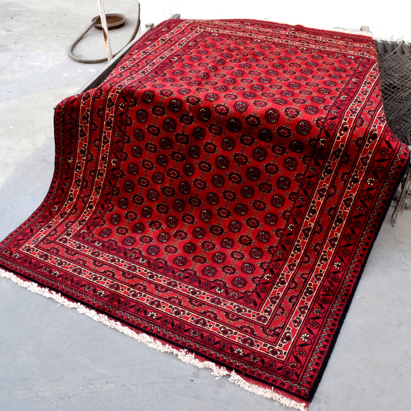 7x5 Vintage Red Authentic Handmade Area Rug Turkmen Bokhara Hand ...