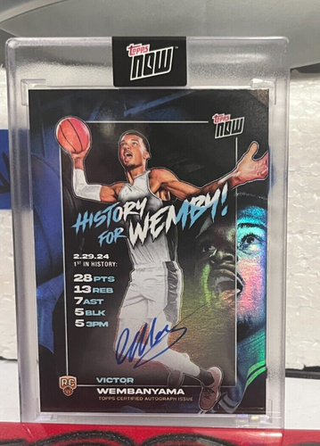 Victor Wembanyama AUTO 2023-24 TOPPS NOW® Basketball Card: VW-3 Blue ...
