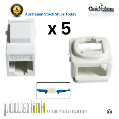 5 x CAT6 Keystone Coupler 8P8C Network Data Jack Mech Insert + Clipsal ...