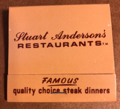 Stuart Anderson’s Restaurants, The West’s Favorite Brand, Matchbook ...