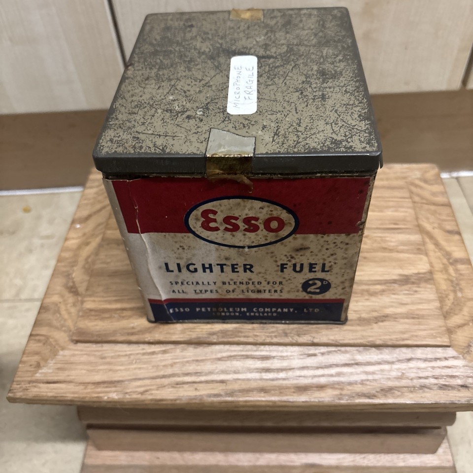 Esso Vintage Petroleum Spirit Lighter Fuel Storage Tin Oil Can Paper ...
