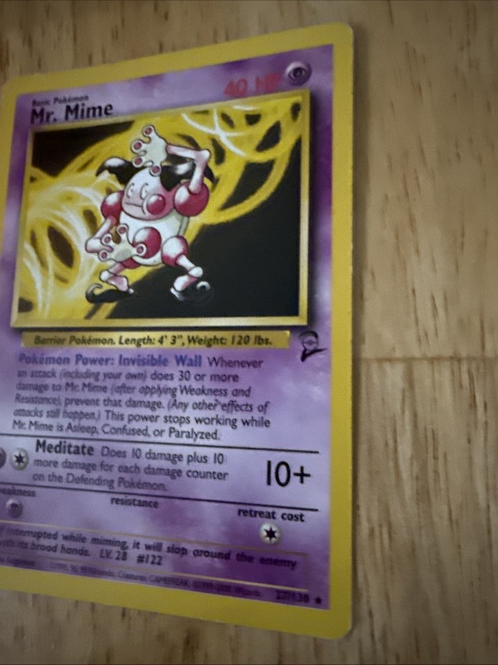 POKEMON TCG - BASE SET 2 - MR. MIME - NON HOLO - 28/130 Vintage 1999/ ...