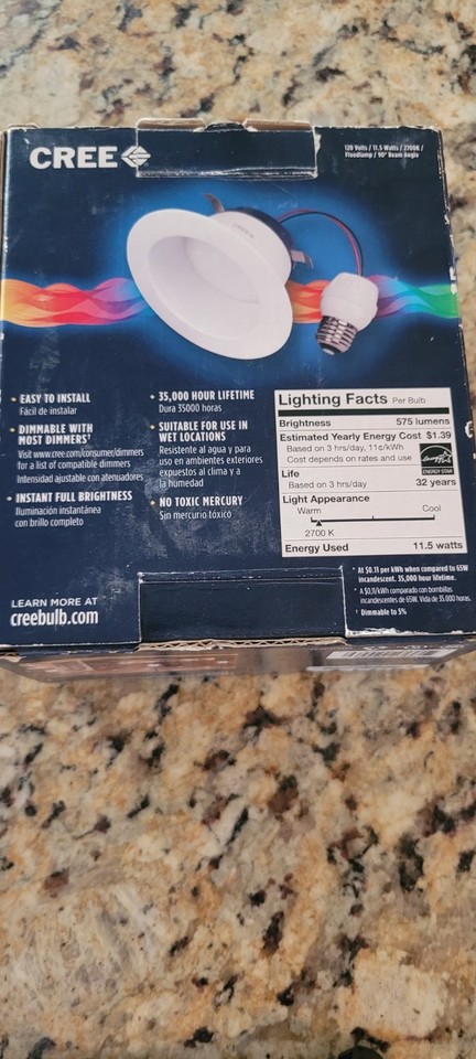 Cree 4" LED Recessed Downlight 575 Lumens 65W Replacement Dimmable/Wet ...