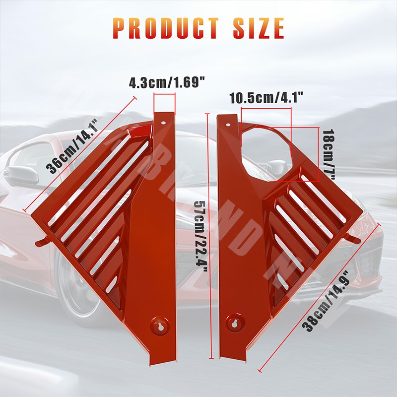 2X vivid Red Engine Covers Engine Bay Panel Trim Cover For Corvette C8 ...