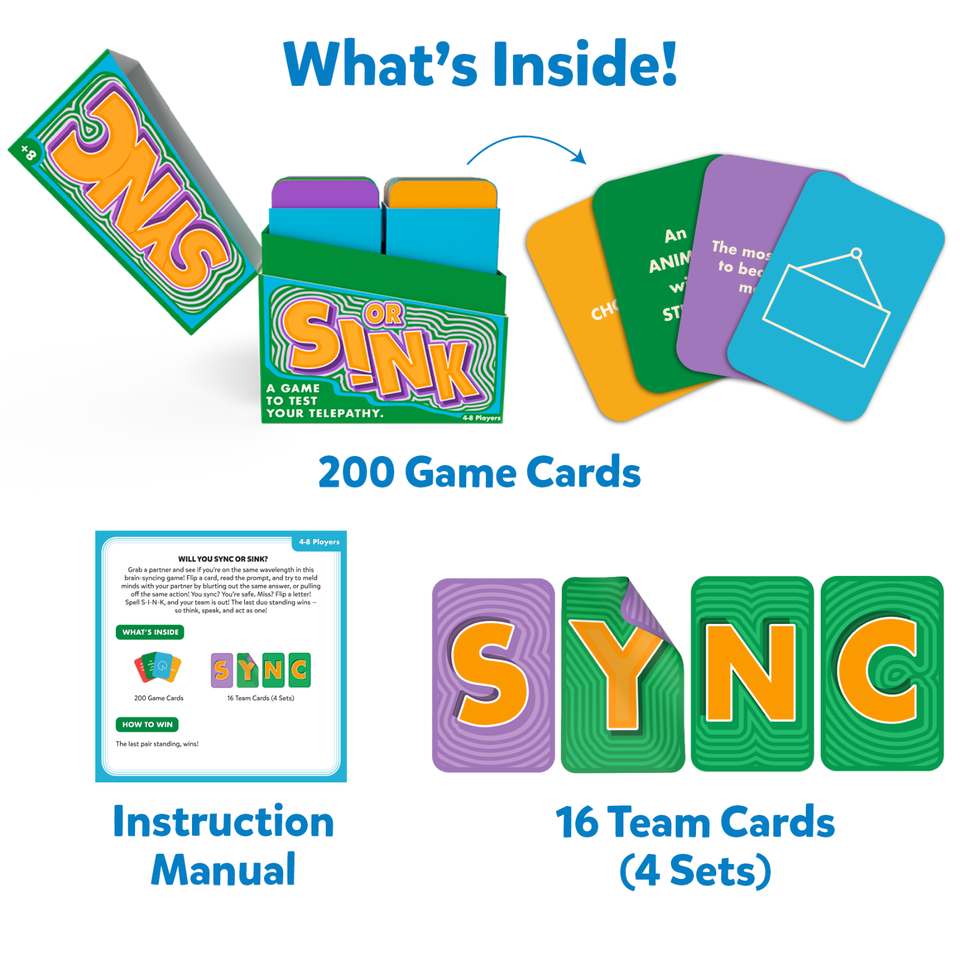 Sync or Sink – Hilarious Family Card Game for Ages 8+, Fun Party & Game ...