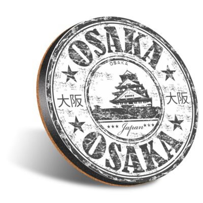 1 x Round 12cm Coaster - BW - Osaka Japan Japanese Travel Stamp #40458 ...