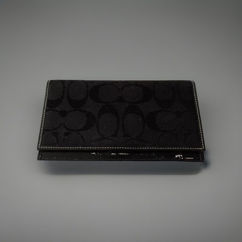 Coach CC Signature Checkbook Cover Pen Holder Black Vintage WEAR SEE ...